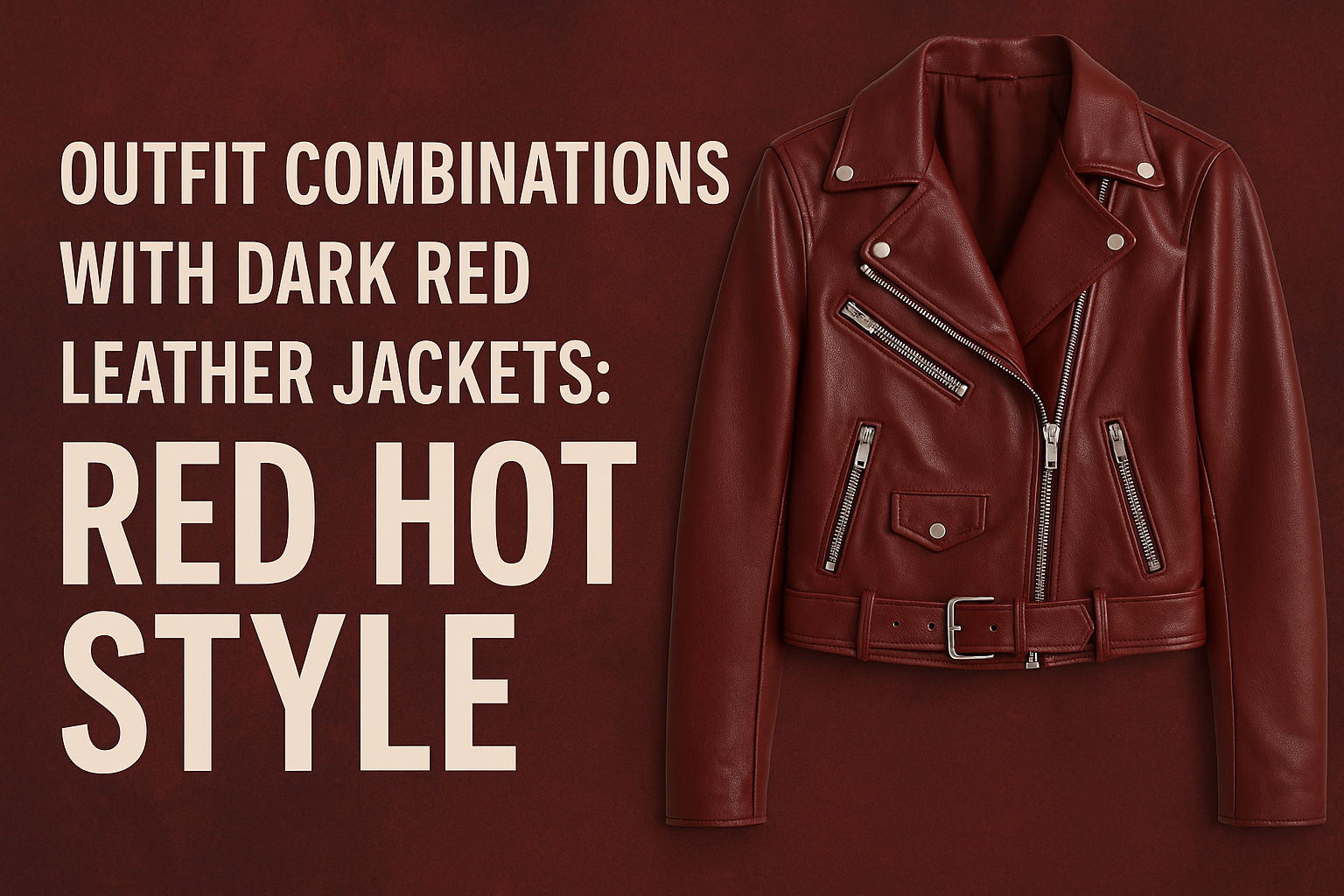 Outfit Combinations with Dark Red Leather Jackets: Red Hot Style