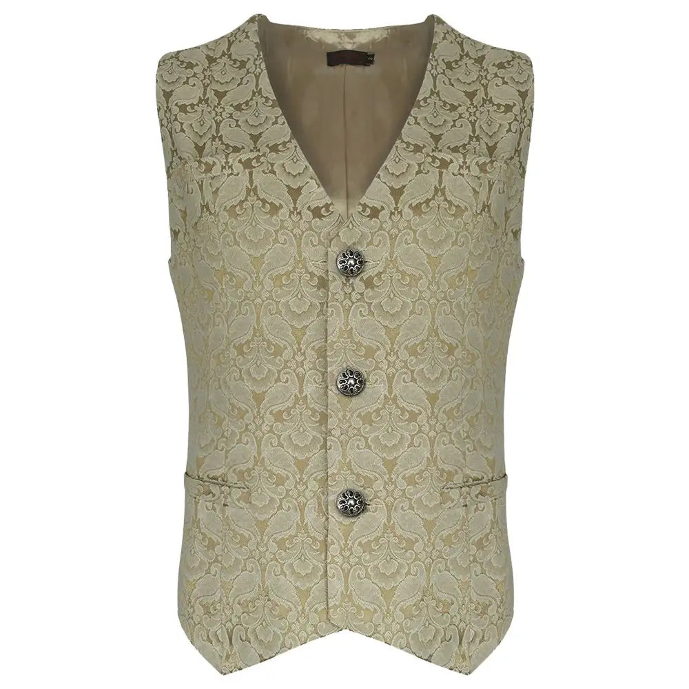 Victorian Steampunk Waistcoat Men in Cream Tweed