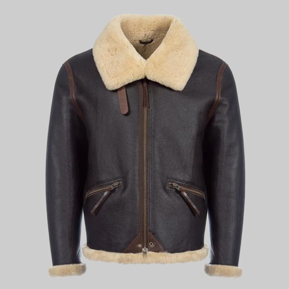Shop Men's Brown Shearling Flight Jacket - Leather Merino Sheepskin Jacket