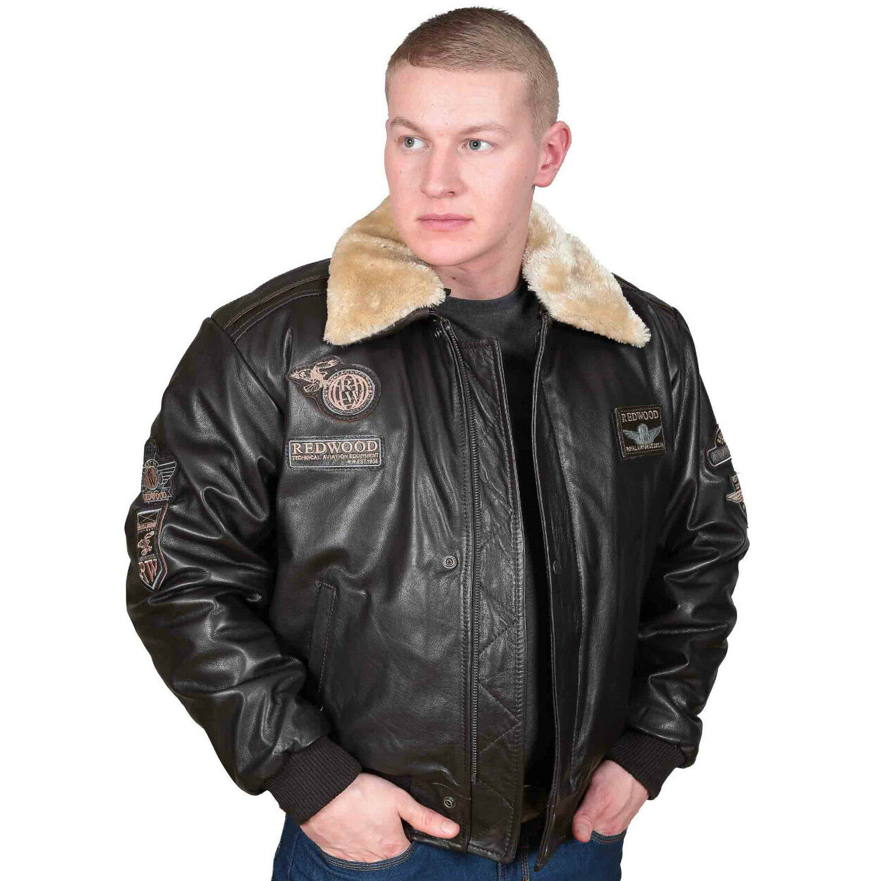 Shop Men's Spitfire Brown Pilot Leather Jacket - Aviator Bomber Coat