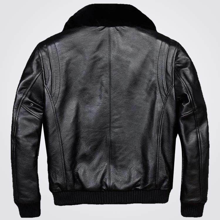 Shop A2 USAF Pilot Leather Bomber Jacket with Faux Fur Collar