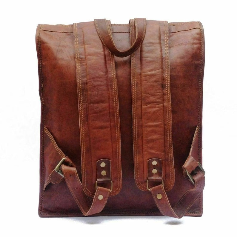 Genuine Leather Backpack - Vintage Rucksack Laptop Bag