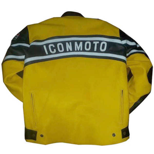 Yellow Icon Moto Leather Jacket With CE Armor Icon Daytona Jacket