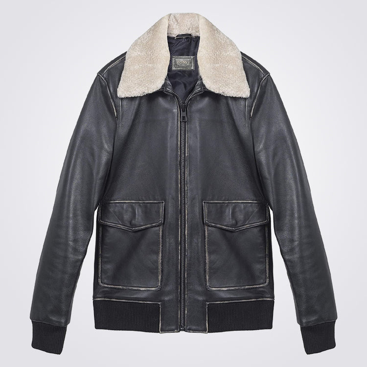 Shop Men's A2 Aviator Sheepskin Leather Bomber Jacket