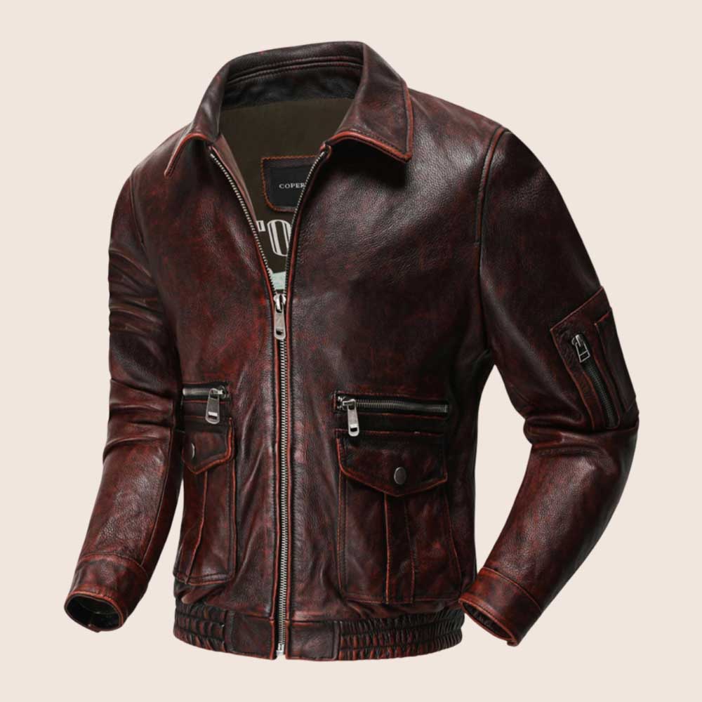 Mens Air Force Flight Genuine Leather Bomber Jacket