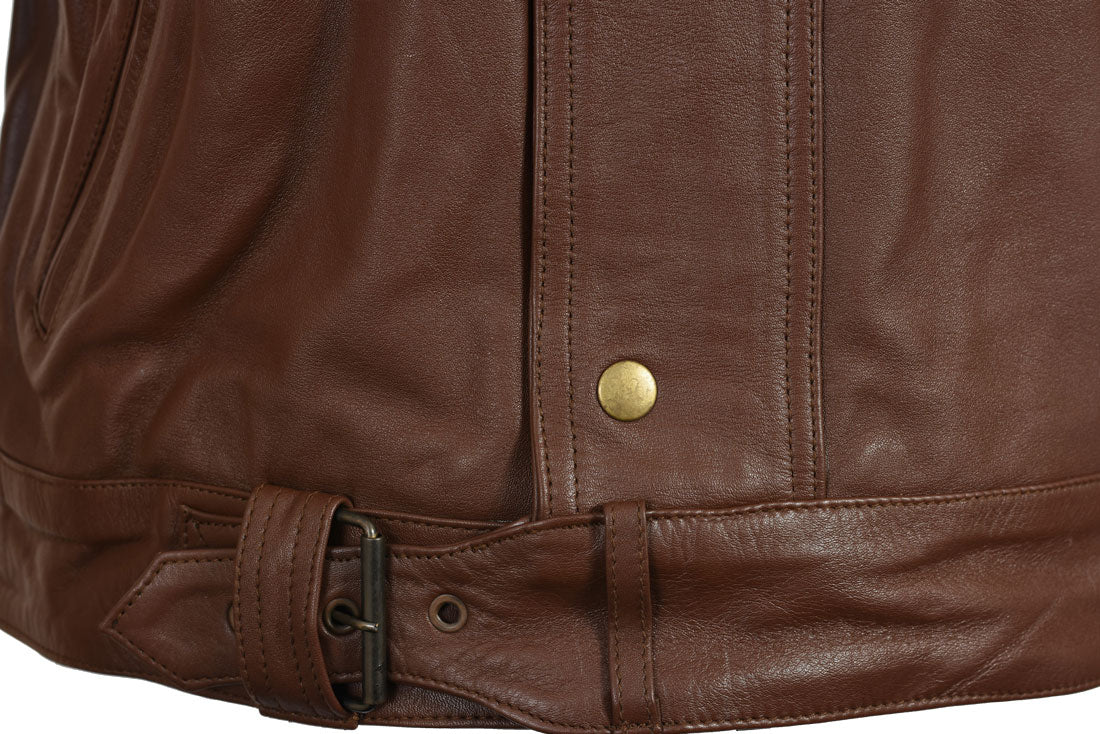 ROADMASTER PURE BROWN LEATHER BIKER JACKET