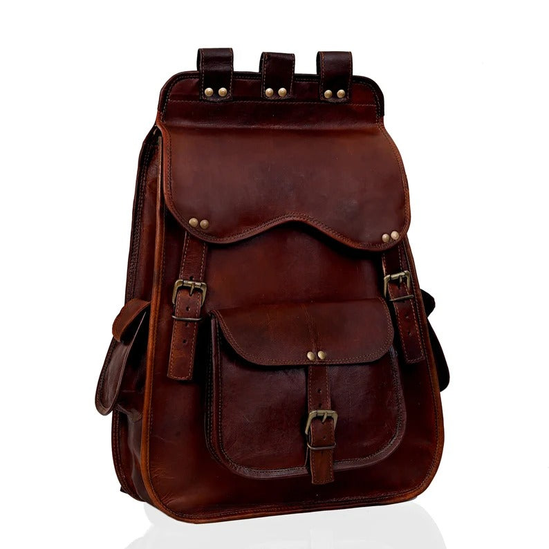 Vintage Brown Leather Backpack