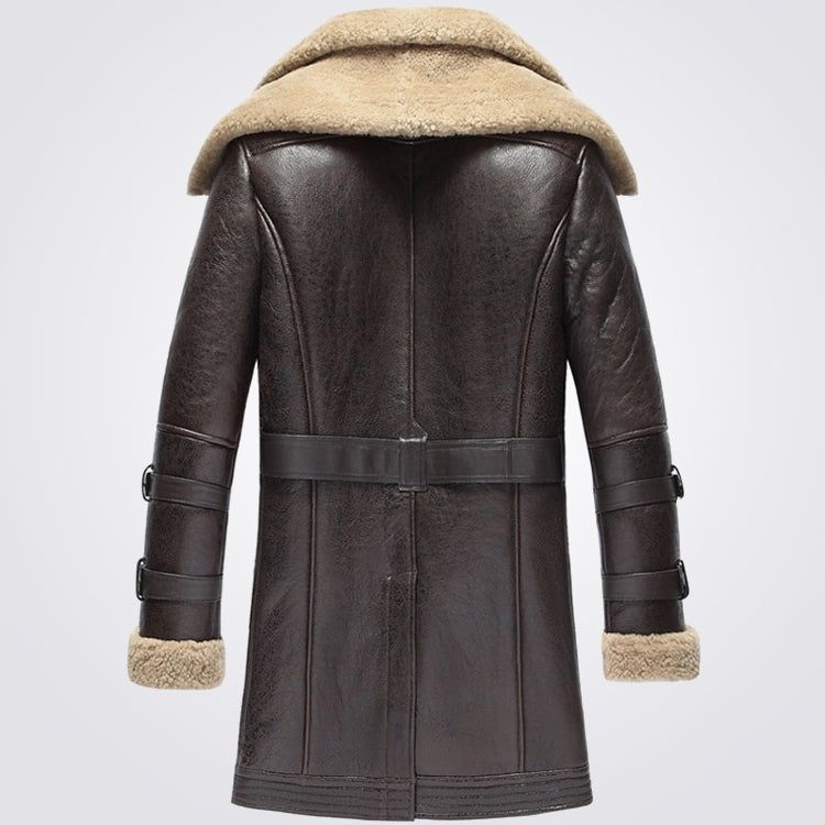 Men's Vintage Shearling Leather Trench Coat - Sheepskin Coat