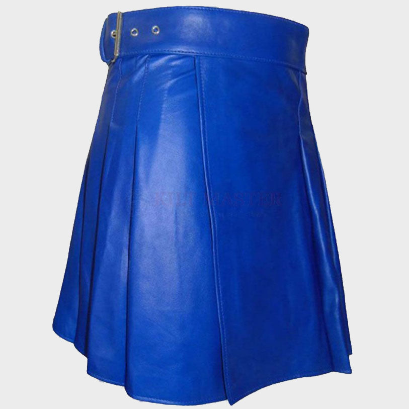 Buy Blue Leather Kilt Online | Custom Leather Kilt Blue