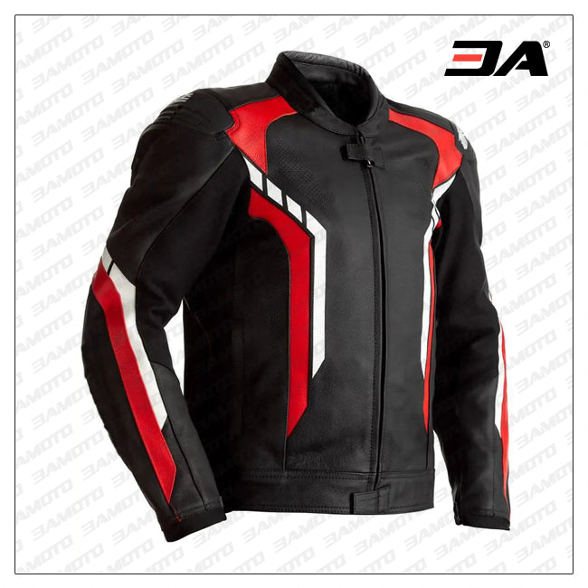 Black and Red Motorcycle Leather Jacket - Motorcycle Jacket