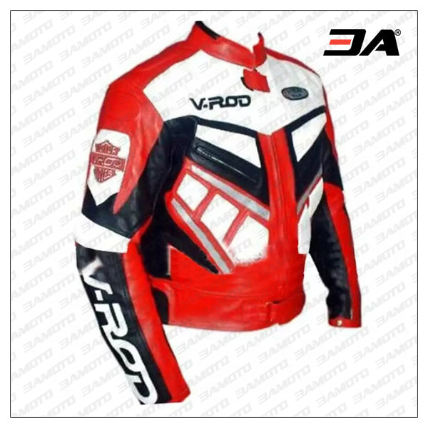 Red V-rod Harley Davidson Leather Motorcycle Jacket
