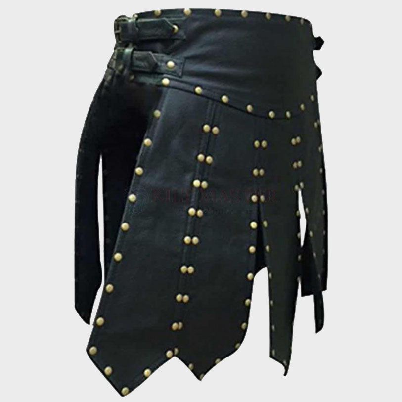 Roman Leather Kilt | Custom Roman Kilt Black