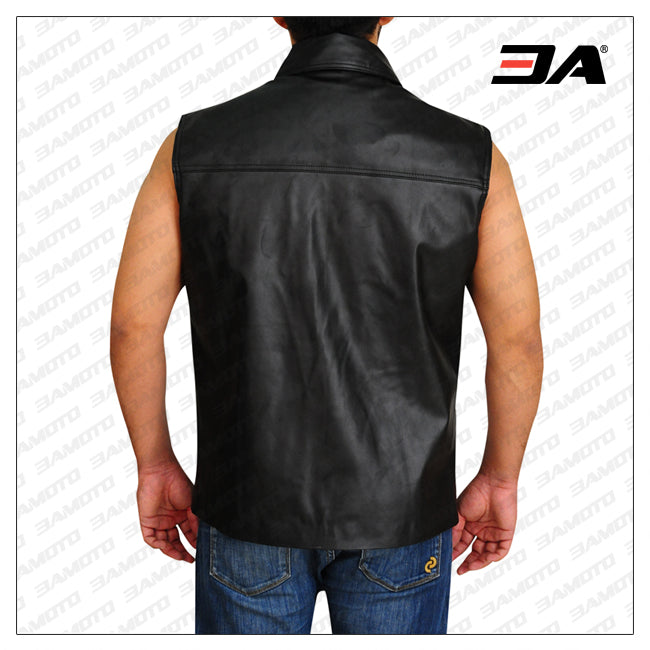 Black Undertaker Motorcycle Leather Vest | Men's Leather Vest for Sale